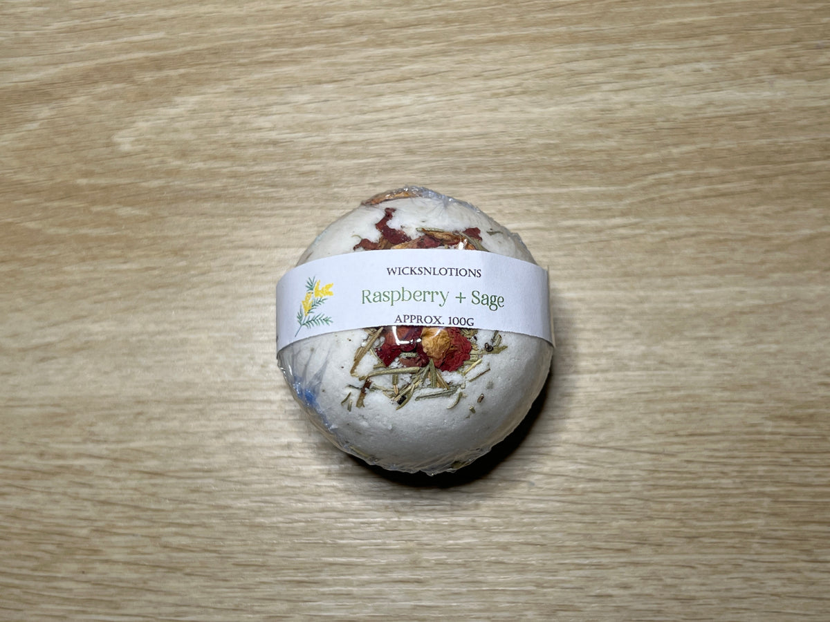 Raspberry & Sage Botanical Bath Bomb – Wicks 'n Lotions
