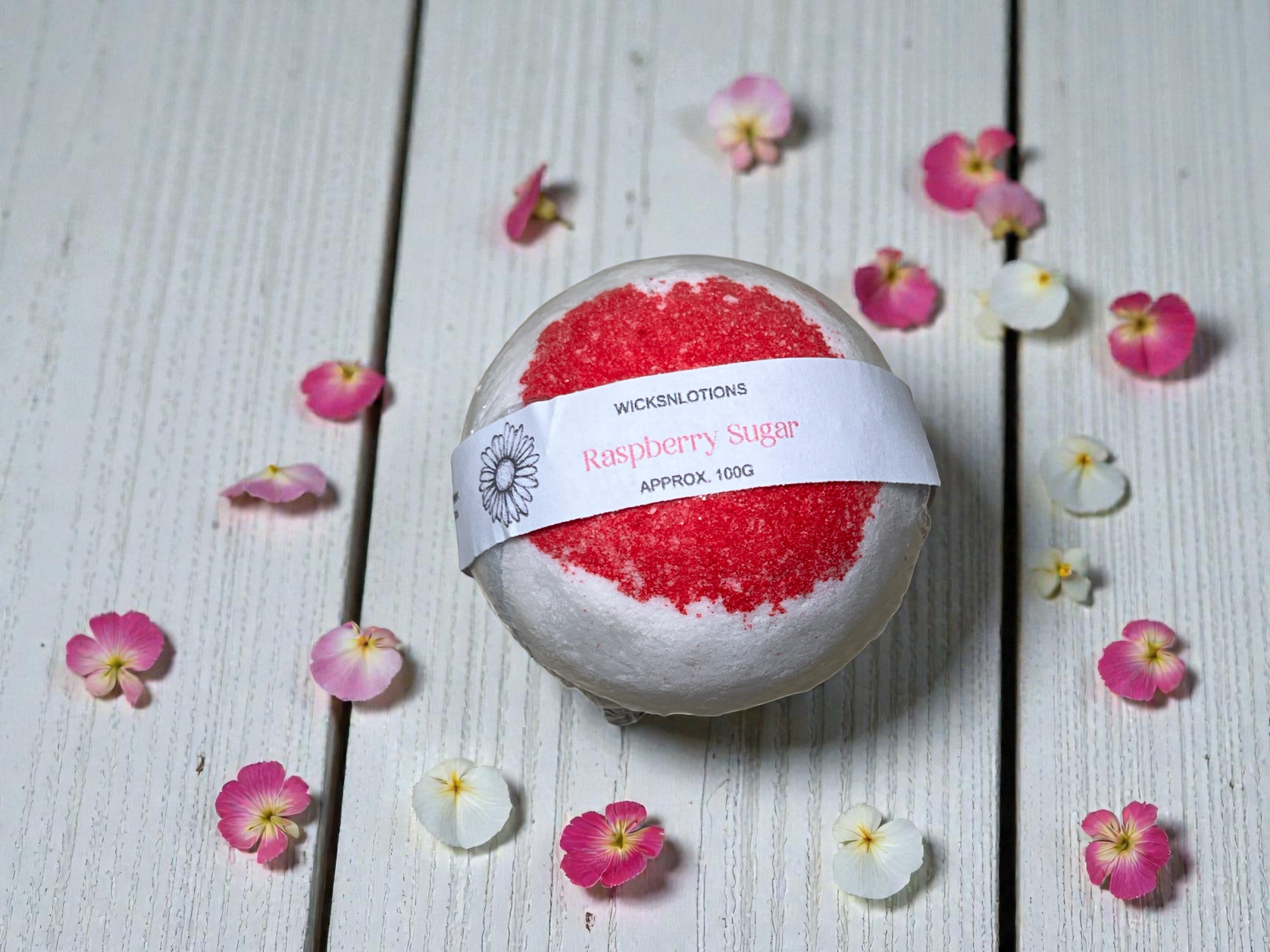 Raspberry Sugar Bath Bomb – Wicks 'n Lotions