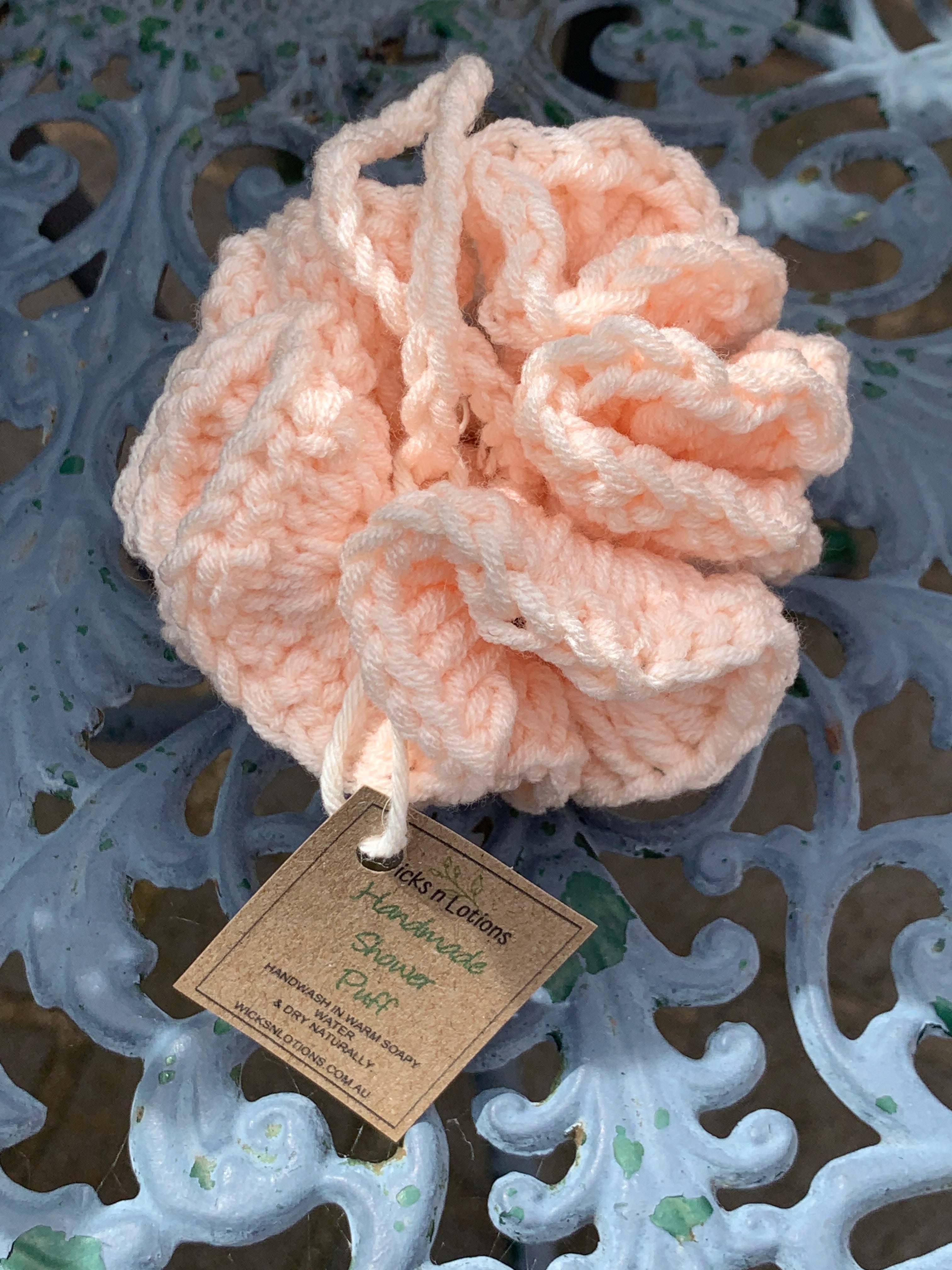 Hand Crocheted Shower Puff – Wicks 'n Lotions